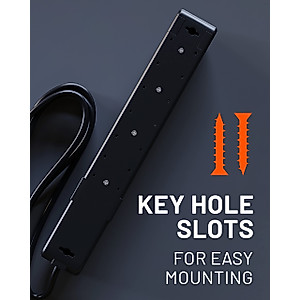 ECHOGEAR VoltSpin Surge Protector Power Strip with Rotating Outlets, Flat Plug, Long Cord, & Mounting Holes - Power Strip with Heavy Duty Surge Supression Plus Built-in Cable Management