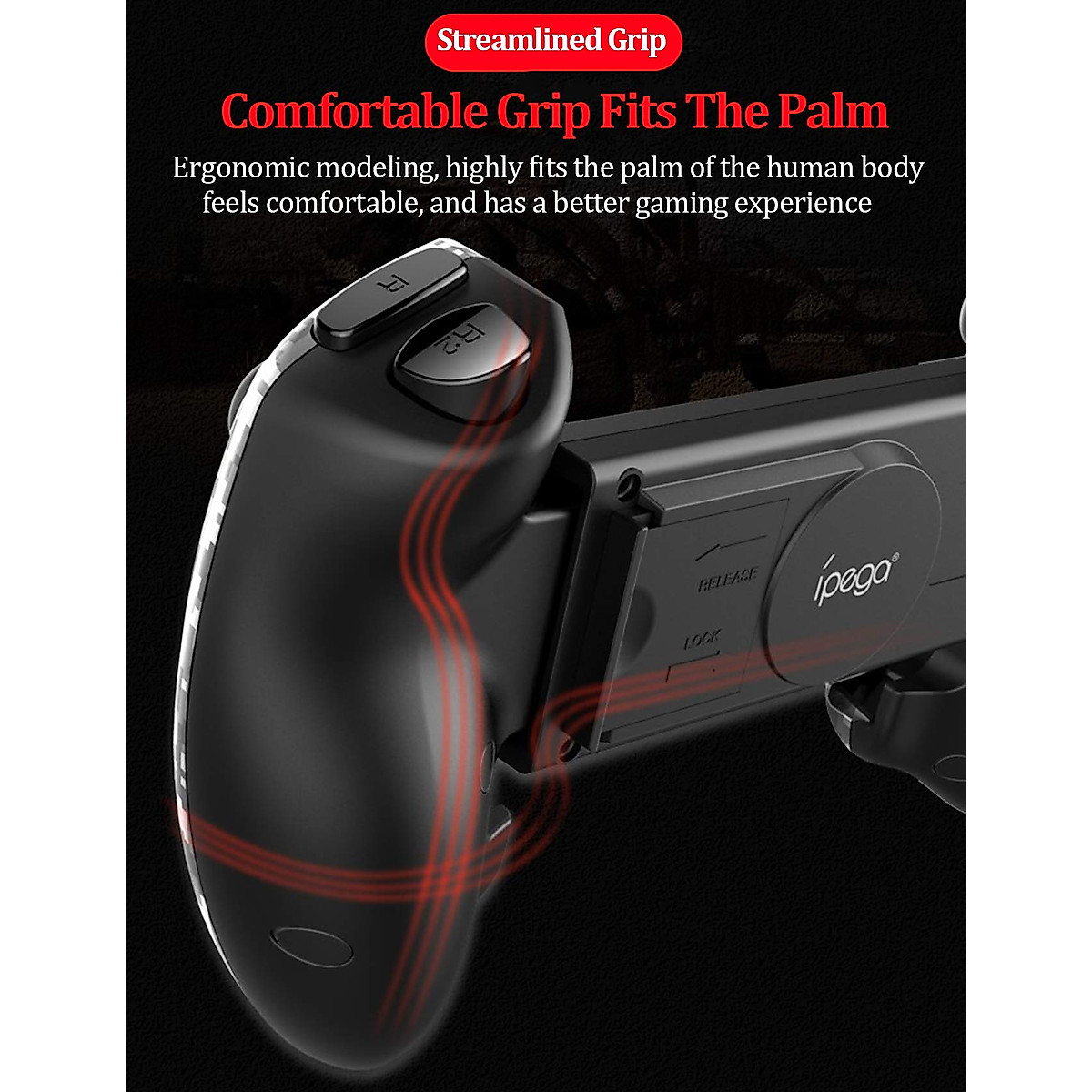 ipega-PG-9083B Wireless 5.0 Smart PUBG Mobile Game Controller Retractable Game Gamepad for iOS(iOS 11-13.3)/Android Mobile Smartphone Tablet (Red-Blue)