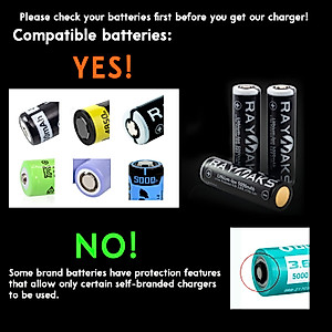 RAYNAKS Total MAX Output Current 4000mAh RC217 Quick Fast Speedy Charger 3.6V 3.7V 4.2V 21700 20700 18650 Circuit Protected Li-ion Rechargeable Batteries (not Included Batteries)