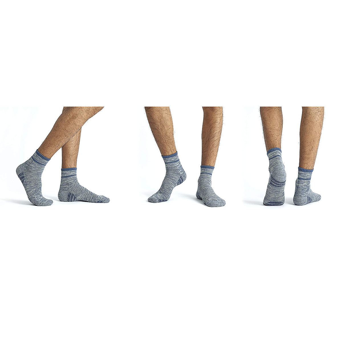 u&i Men's Performance Cushion Cotton Athletic Quarter Crew Socks