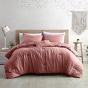 Modern Threads - Comforter Set - Down Alternative Brushed Microfiber - Elegant All Season Bedspread Set - Includes Comforter, Shams, & Decorative Pillow - Luxurious Bedding - Dark Rose