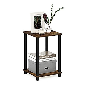 Furinno Turn-N-Tube Haydn End Table, Amber Pine/Black