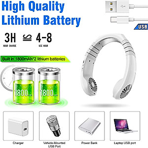 Hobby Colin Personal Air Conditioner Neck Fan Cooler,Portable Smart Dual Effect Cooling Neckband Fan,Rechargeable USB Hanging Neck Cooler for Sports,Working,Travel,Outdoor