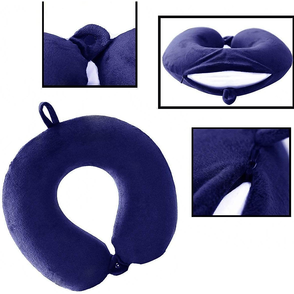 Cozy BoSpin Memory Foam Travel Pillow- Portable Neck Support Pillow on Flights, Car, and at Home, Comfortable Airplane Travel Pillow,Lightweight Quick Pack for Camping (Blue)