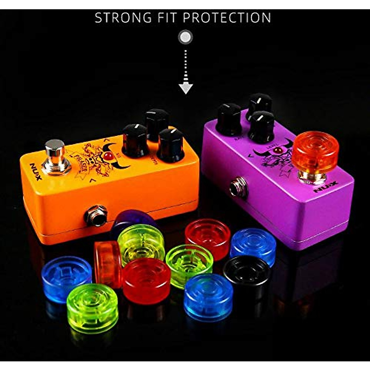 Dopro Guitar Effect Pedal Footswitch Toppers Effect Foot Nail Caps Pedal Protection Cap with Multi Colors 8-Pack