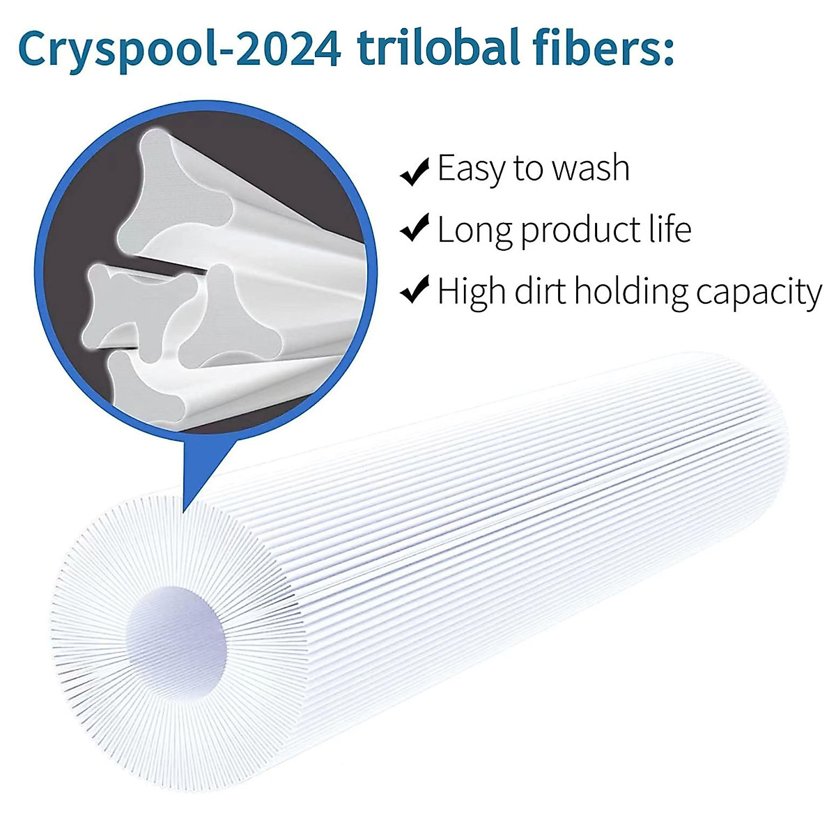 Cryspool MPT-Thread Spa Filter Compatible with Watkins 303279(not 303263), FC-2402, Free Flow and Lifesmart Hot Tub Filter, 1 1/2" Finer Thread, 2 Pack