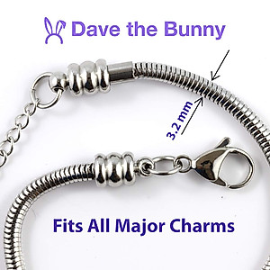 Dave The Bunny Crab Jewelry for Women | Stainless Steel Snake Chain Charm Bracelet