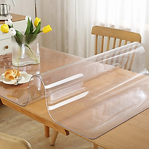 OstepDecor Clear Table Protector 40 x 76 Inch, 1.5mm Thick Table Cover Protector Rectangle, Waterproof Plastic Tablecloth Cover, Clear Tablecloth Protector, PVC Table Mat Pad for Kitchen Wood Table