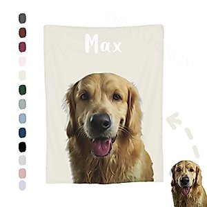Custom Pet Blanket, Personalized Pet Photo Blanket, Custom Dog Blanket with Photo and Name, Custom Pet Portrait Blanket - Customized Soft Flannel Fleece Blanket Gift for Pet Lover, Birthday, Christmas