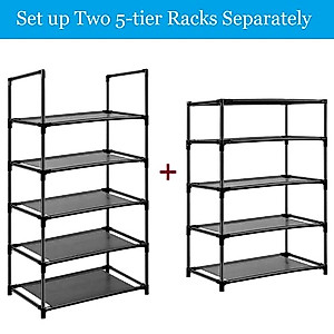 Easyhouse 10 Tier Metal Shoe Rack for Entryway, Closet,Bedroom, Narrow Tall Shelf Organizer for Space Saving Storage