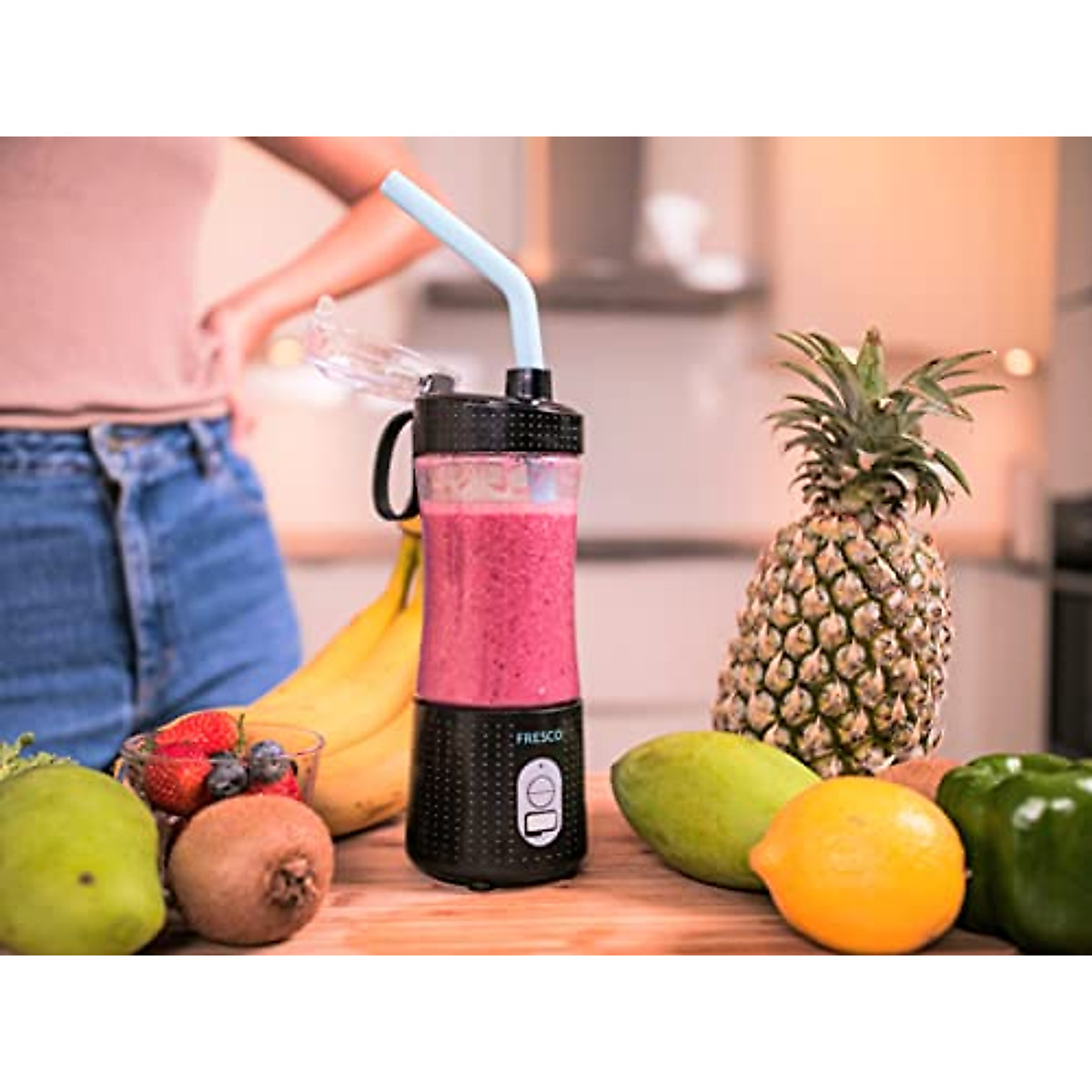 Portable Blender, Personal Size Blender for Shakes and Smoothies, Fruit Smoothie Blender, Milkshake – Juicer Mini Blender 4000 mAh USB Rechargeable with 6 Blades, Handheld use in Sports, Travel, Gym