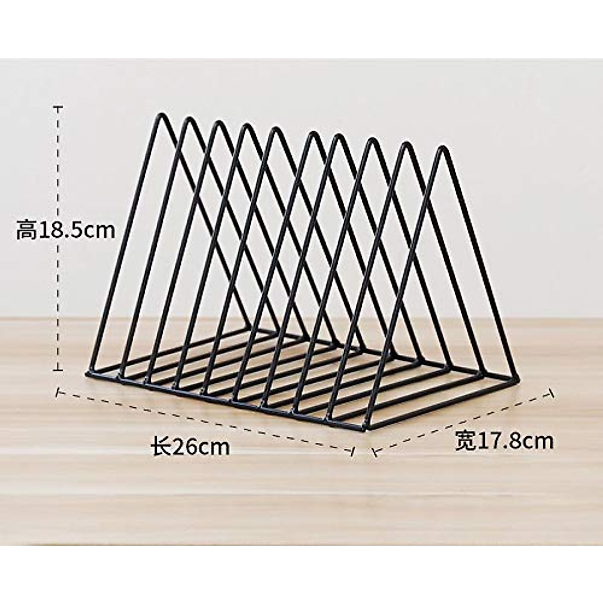 Cq acrylic Triangle File Folder Racks and Magazine Holder,10 Lattice Metal Newspaper Holder Magazine File Storage for Office Home Decoration,Black