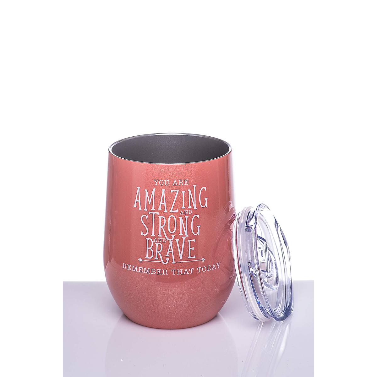 DIVERSEBEE Inspirational Thank You Gifts for Women, Best Friend, Sister, Wife, Girlfriend, Coworker, Mom, Encouragement Birthday Wine Gifts - Insulated Wine Tumbler with Lid (Coral)