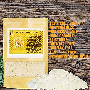 Howemon White Beeswax Pellets 2LB 100% Pure and Natural Triple Filtered for Skin, Face, Body and Hair Care DIY Creams, Lotions, Lip Balm and Soap Making Supplies