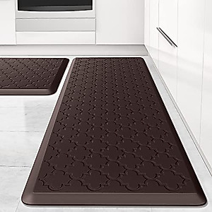 Kitchen Mat [2 PCS] Cushioned Anti-Fatigue Floor Mat, Waterproof Non-Skid Kitchen Mats and Rugs, Ergonomic Comfort Foam Kitchen Rugs, Standing Mat for Kitchen, Floor,Office, Sink, Laundry(Chocolate)
