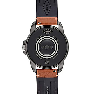 Fossil 44mm Gen 5E Stainless Steel and Leather Touchscreen Smart Watch, Color: Smoke, Brown (Model: FTW4055V)