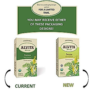 Alvita Organic Senna Herbal Tea - Made with Premium Quality Organic Senna Leaves, And A Mild Bitter Flavor, 72 Tea Bags (3 Pack)