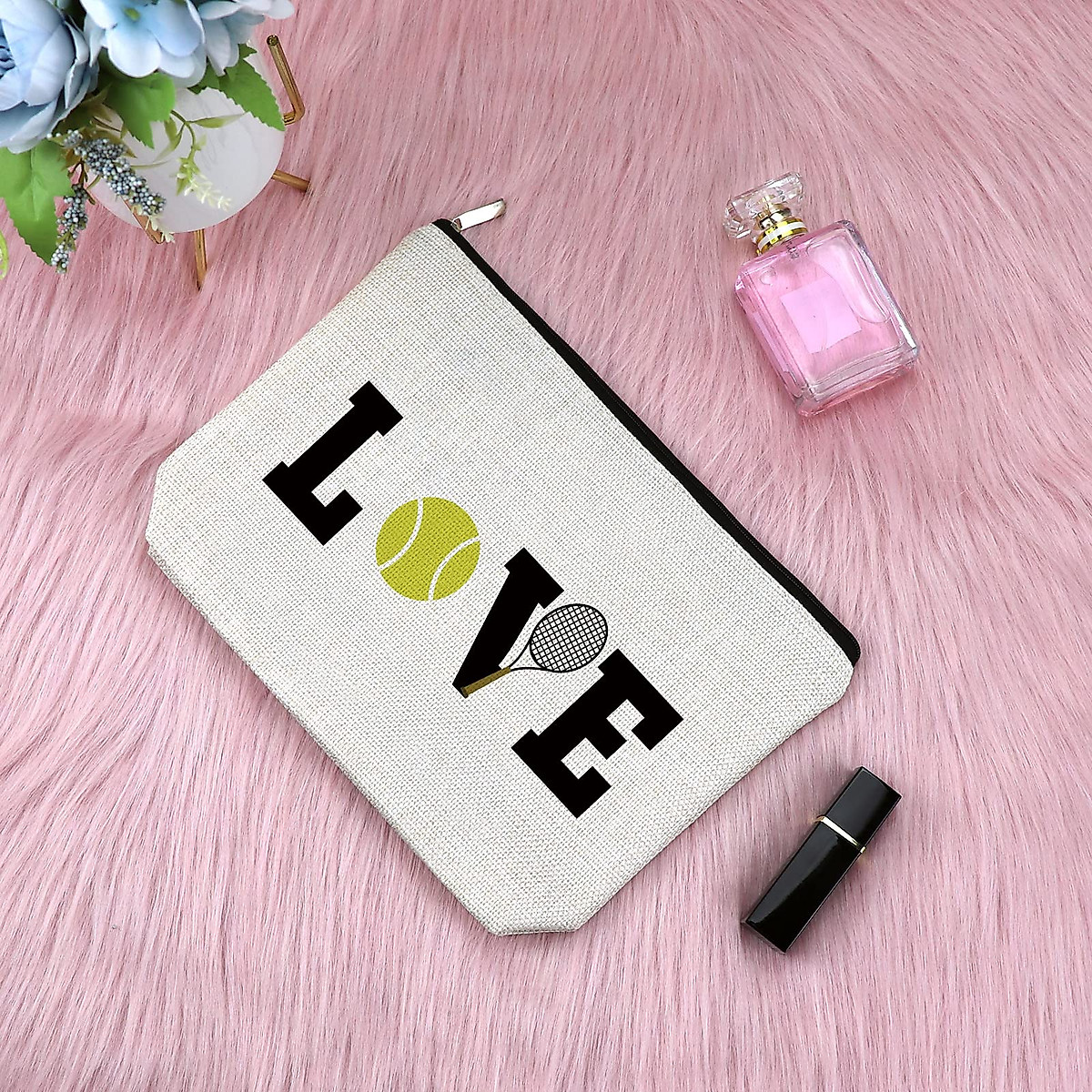 Sfodiary Tennis Gifts Makeup Bag Inspirational Gift for Tennis Player Birthday Gift for Women Cosmetic Bag Tennis Lover Gift Graduation Gift for Tennis Girl Travel Cosmetic Pouch Christmas Gift