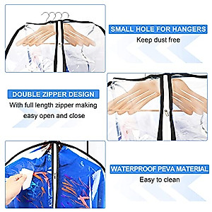 40" Garment Bags for Hanging Clothes Storage with 12" Gussetes, 3 Pack Double Zip Closure Clear Dust Storage Cover, Moving Bags for Coat Jacket Sweater Shirts - 40*24*12 inch