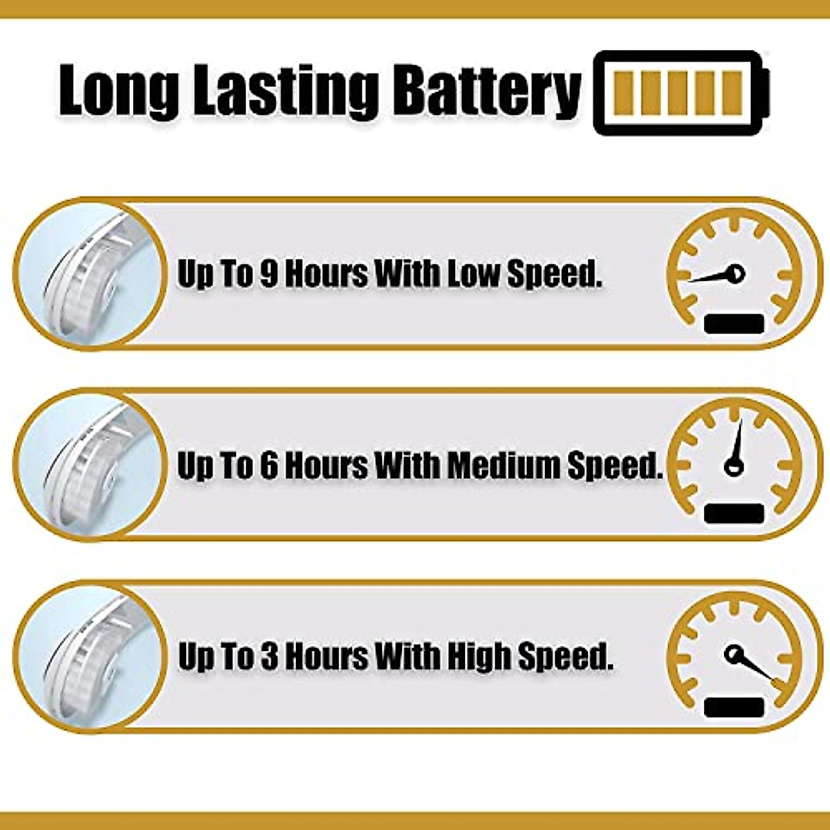 Portable Neck Fan - Bladeless - Rechargeable - Wearable - Expandable to Fit All Neck Sizes - Quiet Fan - Stylish Professional 2022 Grade - Up to 9 Hours of Battery Life - 3 Different Fan Speeds  