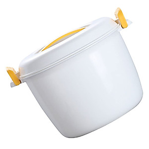 OSALADI 1L Microwave Rice Cooker Mini Rice Cooker Steamer Keep Warm Function for Soups Stews Grains Oatmeal Yellow