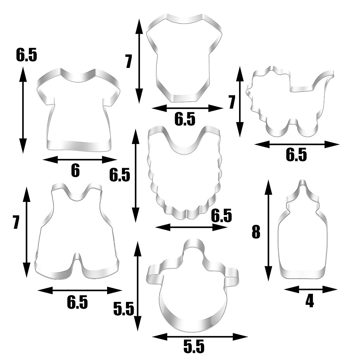 Baby Party Cookie Cutter 7-piece Set, Baby-themed Party Bibs Pacifiers Pushers Bottles Bows Clothes Pants Combination, the Preferred Gift for Babies