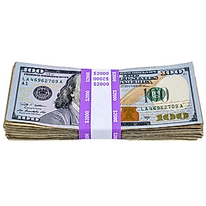 Royal Sovereign $2000 Currency Straps, Violet, 1000 Count (RMCS-2000)