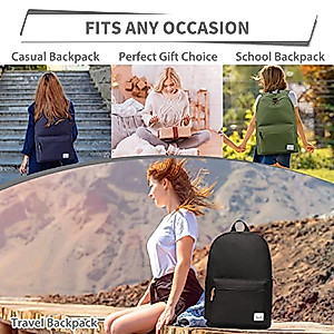 VASCHY School backpack, Lightweight Casual Classic Water-resistant School Rucksack Travel Backpack 15 inch Laptop Black