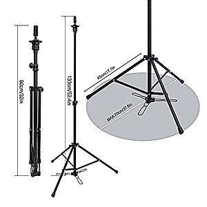 HYOUJIN Wig Head Stand Tripod Mannequin Head Stand Metal Adjustable Holder for Mannequin Head,Manikin Head,Training Head,Canvas Block Head with Wig Caps,T-Pins,Carry Bag (With Foot Panel)