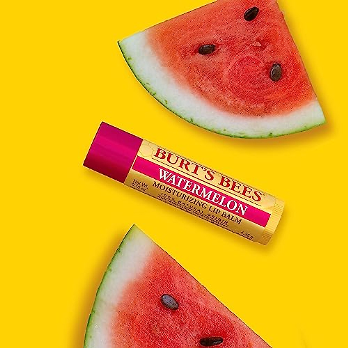 Burt's Bees Watermelon Lip Balm, Lip Moisturizer With Responsibly Sourced Beeswax, Tint-Free, Natural Conditioning Lip Treatment, 1 Tube, 0.15 oz.