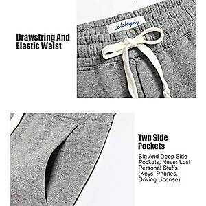 caloleyng Mens Cotton 8" Long Casual Lounge Fleece Shorts Pockets Jogger Athletic Workout Gym Sweat Shorts Lightgrey