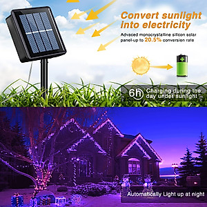 QITONG Warm White Solar Fairy Lights Outdoor Waterproof, 2 Pack Each 33ft 100 LED Solar String Lights, 8 Modes Copper Wire Solar Christmas Twinkle Lights for Garden Yard Patio Fence Decoration