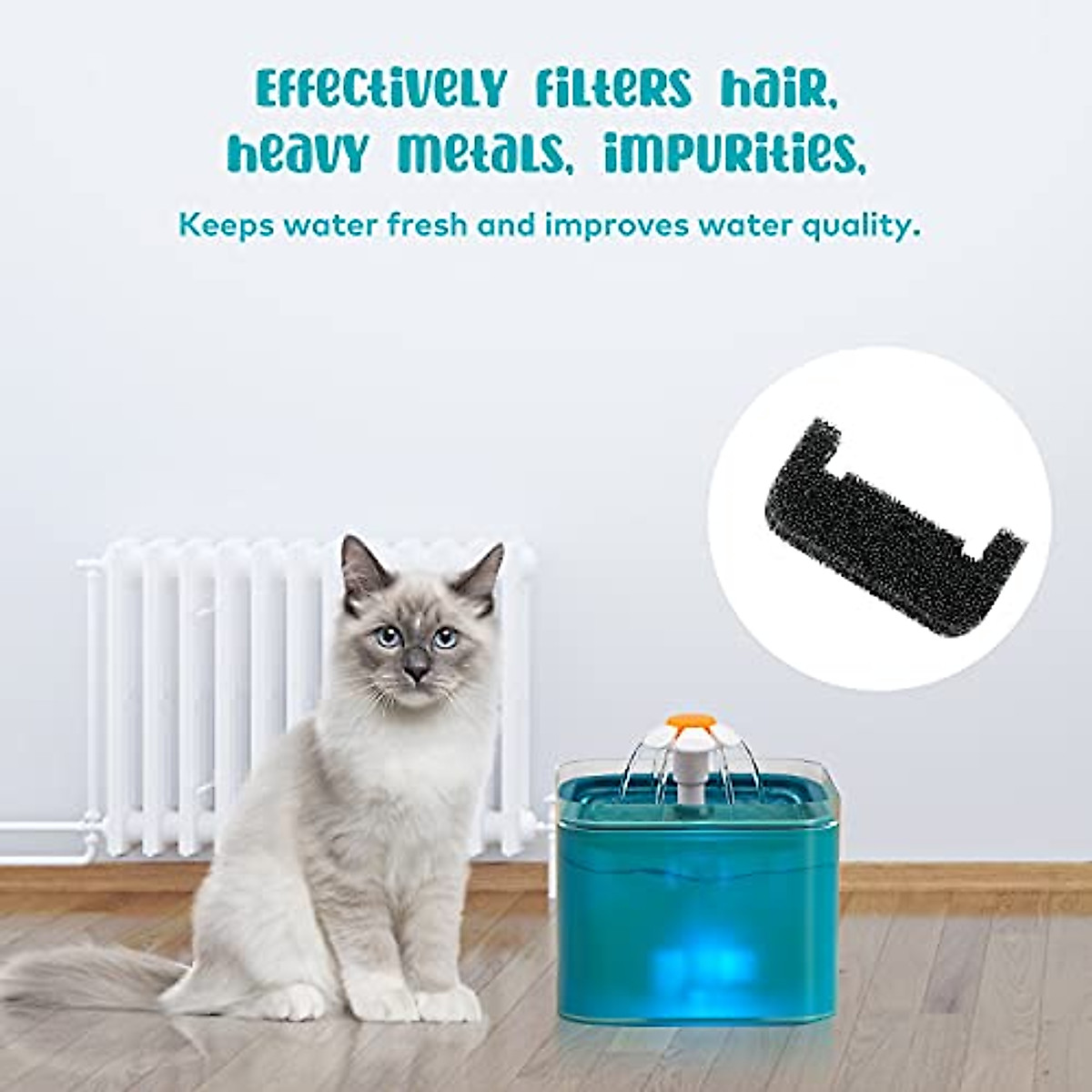 AONBOY Cat Water Fountain Pump Filters, Suitable for AONBOY Pet Fountain Pump F2, Cat Fountain Filter, Triple Filtration (4 Pieces)