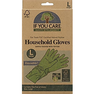 If You Care Latex Gloves, Large – 1 Pair (Pack of 1) – For Gardening, Dishwashing, Cleaning Kitchen and Bathroom – 100% Cotton Lined, Reusable for Women and Men, Green