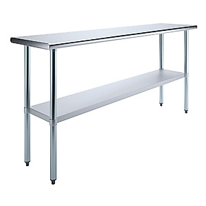 AmGood 18 in. x 72 in. Stainless Steel Work Table | Metal Kitchen Food Prep Table | NSF