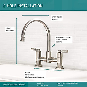 Peerless Delta Faucet P2923LF-SS Westchester Bridge Kitchen Faucet Two Handle, Stainless