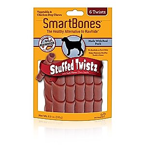 SmartBones Stuffed Twistz 6 Count, Rawhide-Free Chews For Dogs Stuffed With Pork Flavor