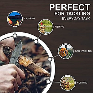 Lara Eagle Personalised Damascus Pocket Knife for Men - 133 Layer Solid Steel Handmade Folding Hunting Knives with Sharpner and Leather Pouch - Best Knife for Camping Hunting Hiking - Father’s Day Gifts for Men Husband Dad