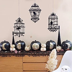 Black Bird Cage Decor - Halloween Bird Cage Decor, Birdhouse Wall Decal, Bird lover Gifts, Bird House Decoration, Set of 3, Home Wall Art, Halloween Mantel Decor(Bird Cage Decor)