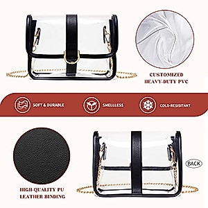 Vorspack Clear Purse - Clear Bag Stadium Approved Clear Crossbody Bag Gift for Women with Adjustable Strap Clear Plastic Bag for Concert Sport Festival - Black