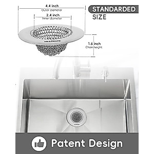 1 Pack Sink Strainer, Flexible Chain Mesh Easy Clean Kitchen Sink Drain Strainer, Anti-Rust 304 Stainless Steel Sink Strainer, Sink Protectors Clog-Free Sink Catcher Strainer for Food Garbage Disposal