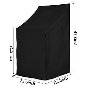 Outdoor Chair Covers, Black Patio Chair Cover, Waterproof Patio Chair Covers for Outdoor Furniture All Weather Protection (25" L x 25" W x 47” H, 1 Pack)