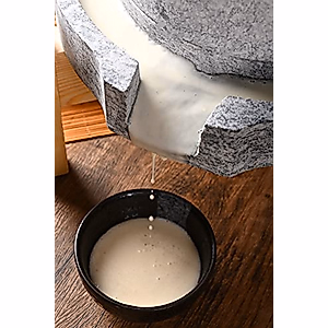 Coffee Grinder,Stone Mill,Hand Stone Mill, Grinding Wet Soybean Milk, Wheat Flour, Corn Juice, Sesame Seeds, Almonds,Peppers,Spices, Mung Beans,with Wooden Frame (7.87 * 11.8, White)