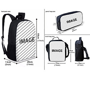 GIFTPUZZ Turquoise Aztec Horse Backpack Set with Pencil Case Small Purse, Thermal Lunch Box Tote Insulated Cooler Lunch Bags, Teen 15" Rucksack Zip Lightweight Bookbag Schoobags 3 IN 1