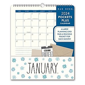Orange Circle Studio Rae Dunn Pockets Plus Wall Calendar 2024, Large Monthly Planner with Hanging Hook for Home Office, Classroom, School, Family Calendar, Easy Planning and Organizing