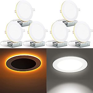 Rollin Light Canless LED Recessed Lighting 6 Inch 6 Pack 6CCT Ultra-Thin Recessed Downlight Lights with Night Light Mode, 12W 1100LM Dimmable Retrofit Wafer Recessed Ceiling Light, 2200K to 5000K