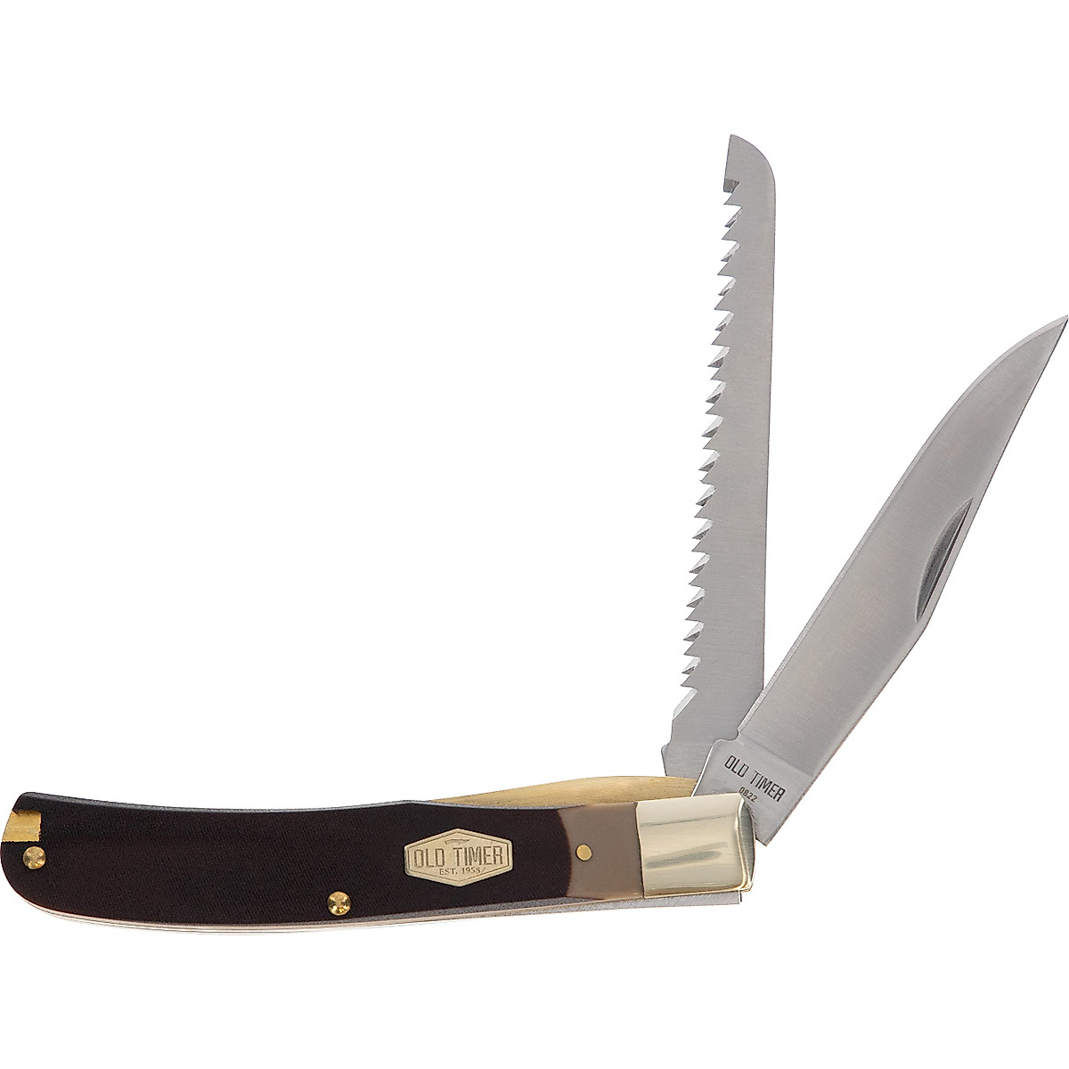 Old Timer 97OT Buzzsaw Trapper 7.8in S.S. Traditional Folding Knife with 3.7in Clip Point Blade and Sawcut Handle for Outdoor, Hunting, Camping and EDC
