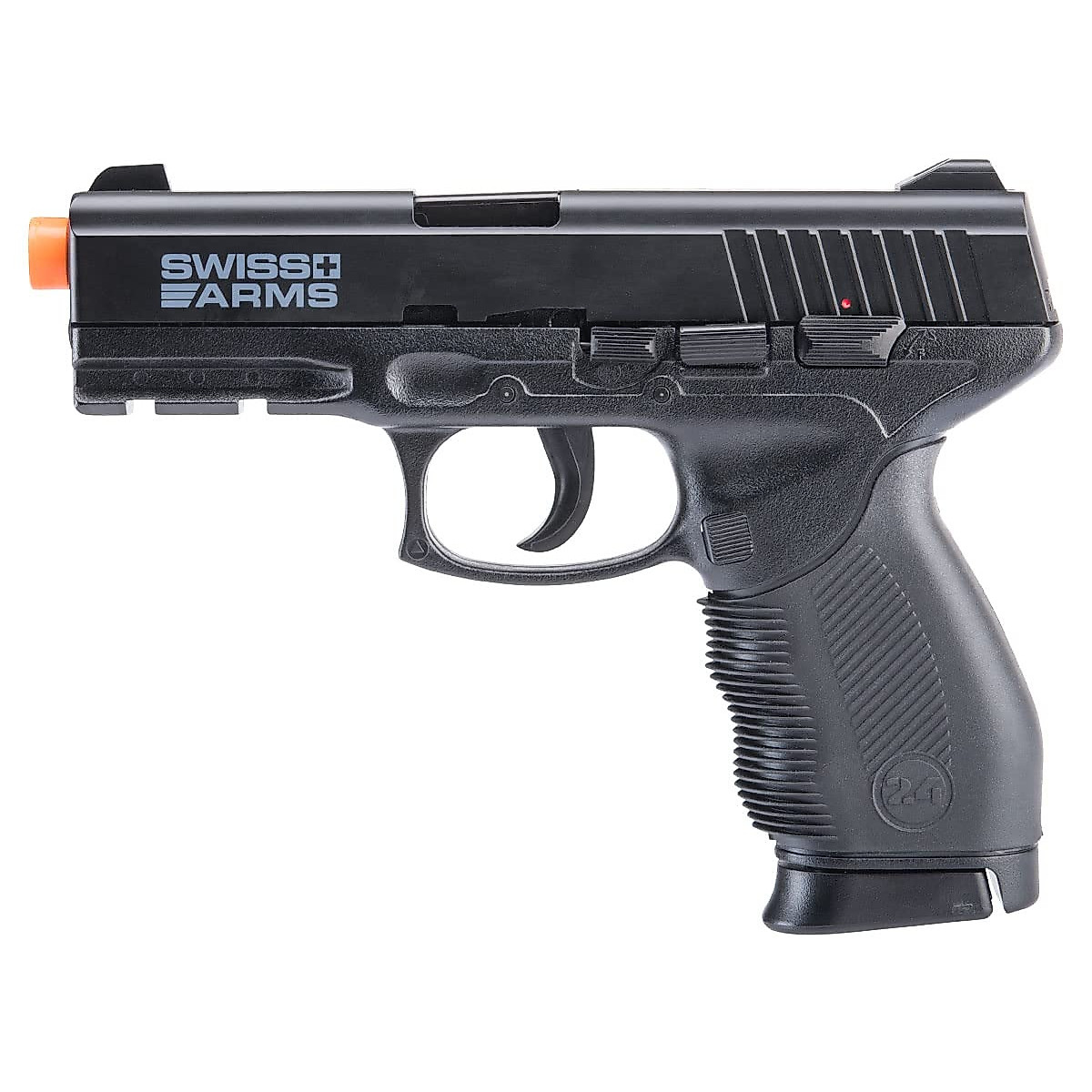 Swiss Arms 24/7 Semi-Auto BAX System CO2 Powered Airsoft Non-Blowback Pistol with Hop-Up, 305-395 FPS, Black (280323)