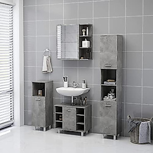 Eurobuy Bathroom Mirror Cabinet,Contemporary Wall Mounted Medicine Cabinet with 1 Door and 5 Compartments,Vanity Storage Cabinet for Bathroom Concrete Gray 24.6"x8.1"x25.2"