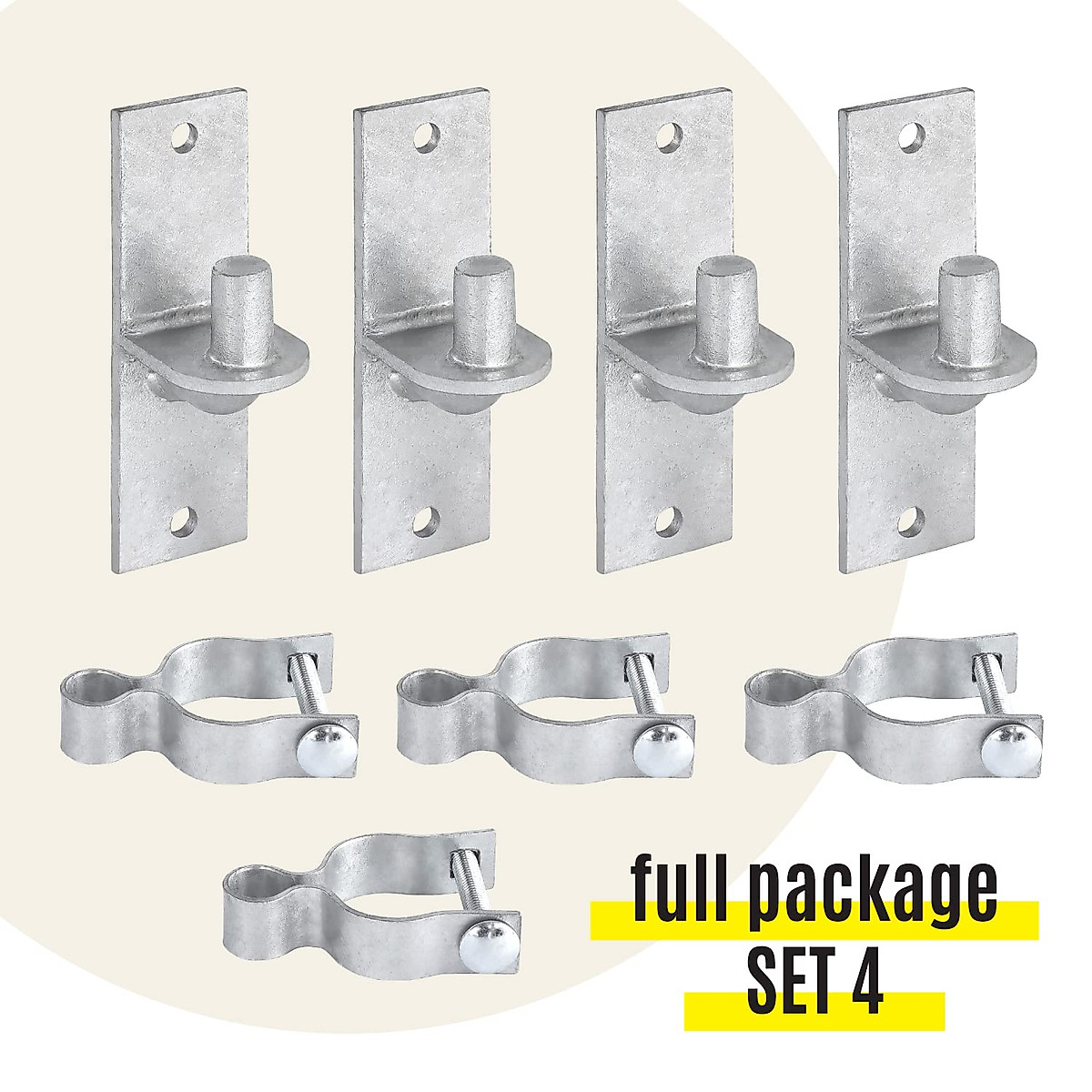 Wall Mount Gate Hinge | Pipe Gate Hinge 4 Pack Chain Link Fence Gate Hinges Fence Post Chain Link Gate Hinge (4)